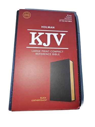 KJV Large Print Compact Reference Bible Black LeatherTouch Travel Size ...