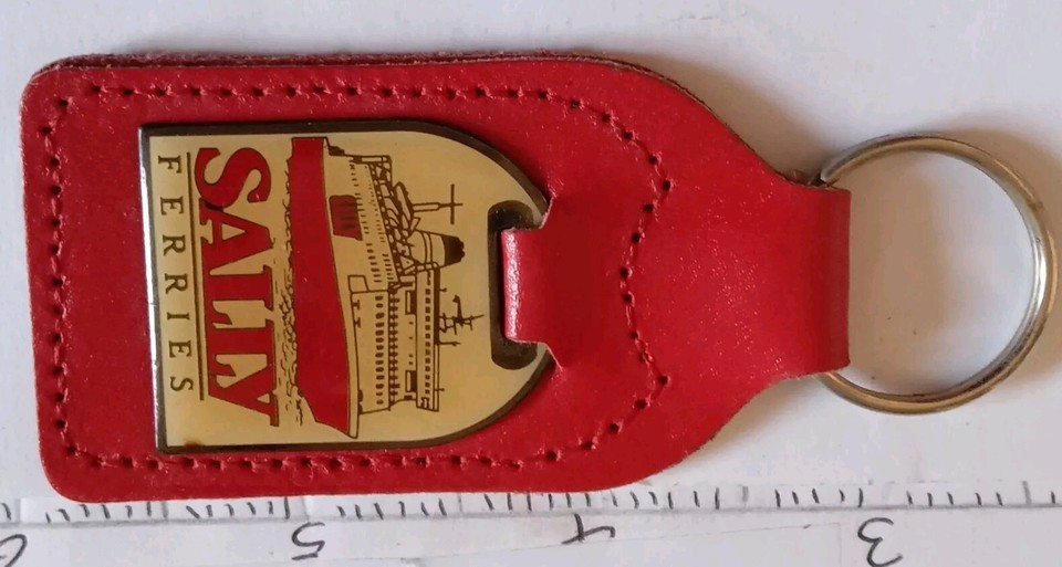 VINTAGE Keyring Leather Look Red Sally Ferries Ramsgate - Dunkerque 80s ...