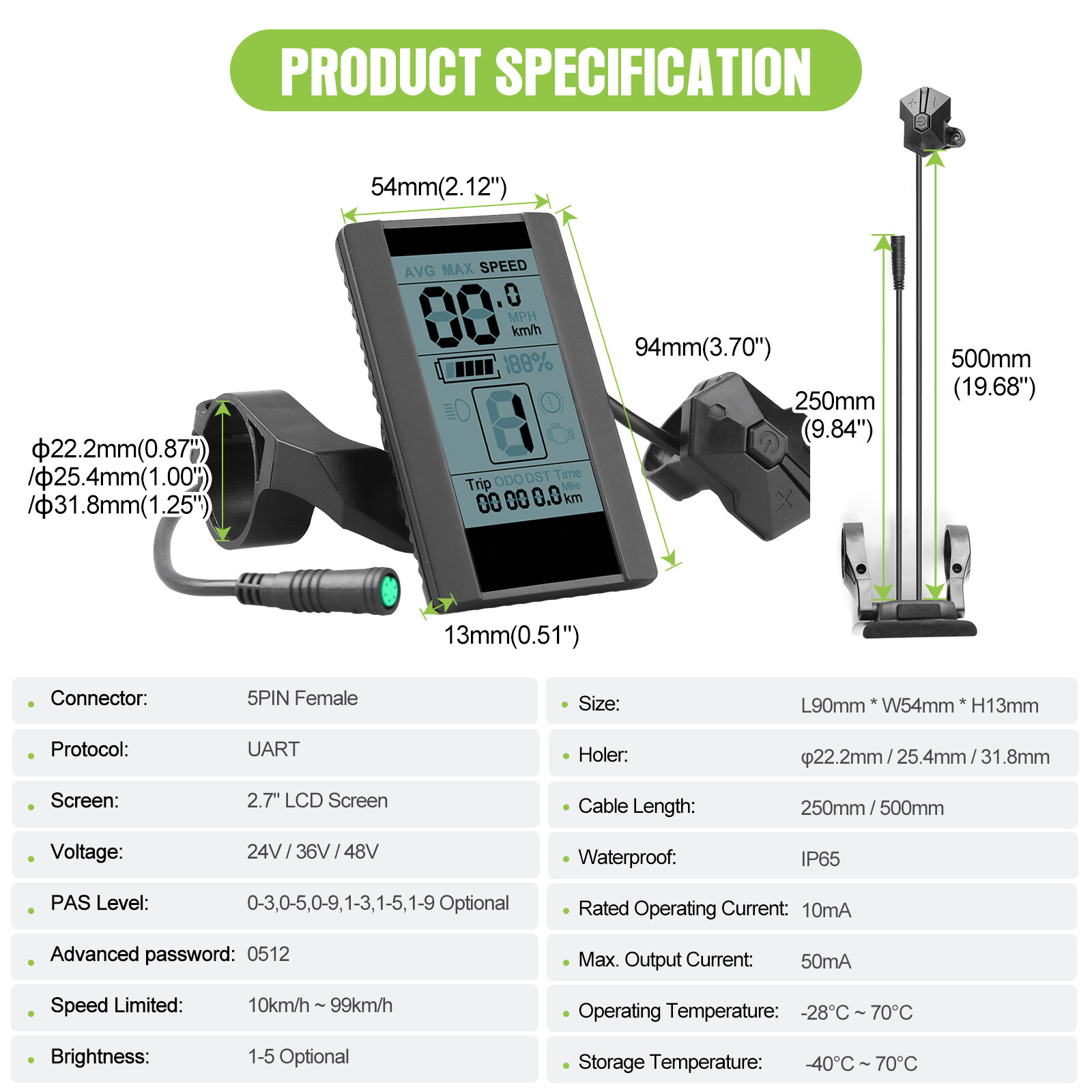 Electric Bike Multi Display C961 P860ML 500C for Bafang BBS HD Mid ...