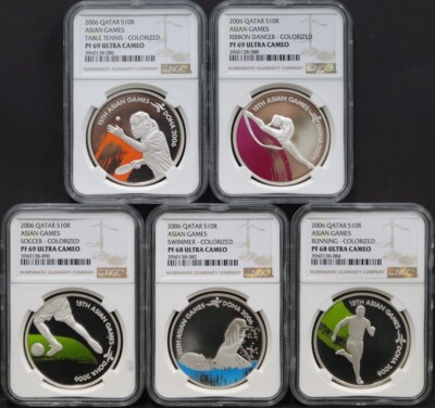 Qatar 2006 15th Asian Games Doha 5 Silver Coins SET NGC 68~69 | eBay