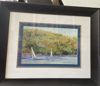 Beautiful Vintage Oil Painting Seascape Sailboat Tim Coffey Fine Art ...