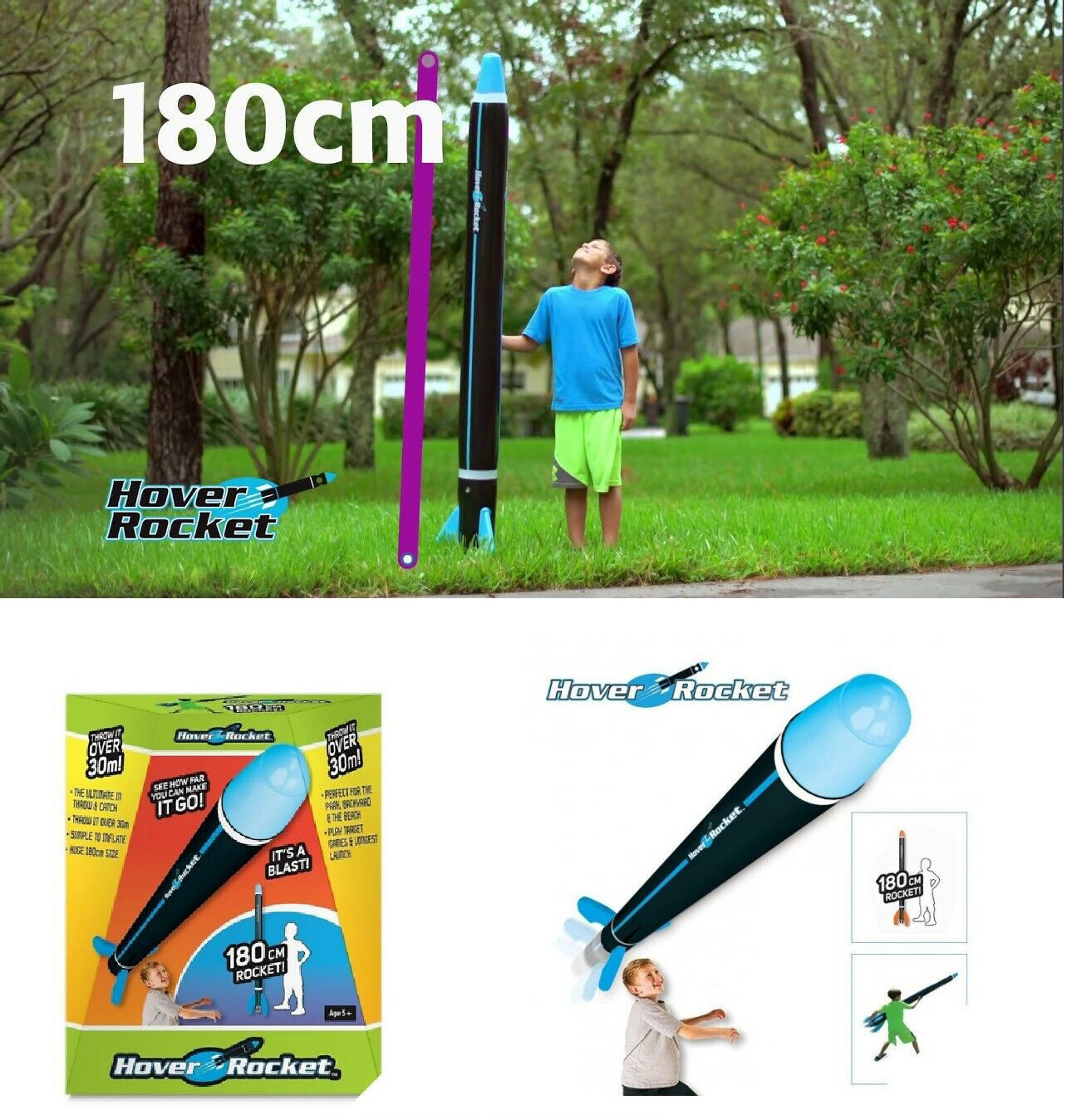 Hover Rocket Toy - 180cm /Toys - Throw It Over 30 Mtrs - Age 5+ | eBay