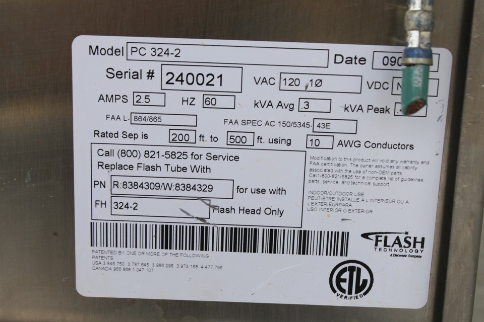 FLASH TECHNOLOGY PC 324-2 POWER CONVERTER BEACON LIGHT CONTROLLER ...