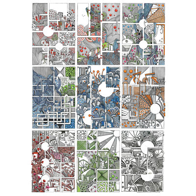 Abstract Synchronicity Segment Design Painting Large Wall Art Print ...