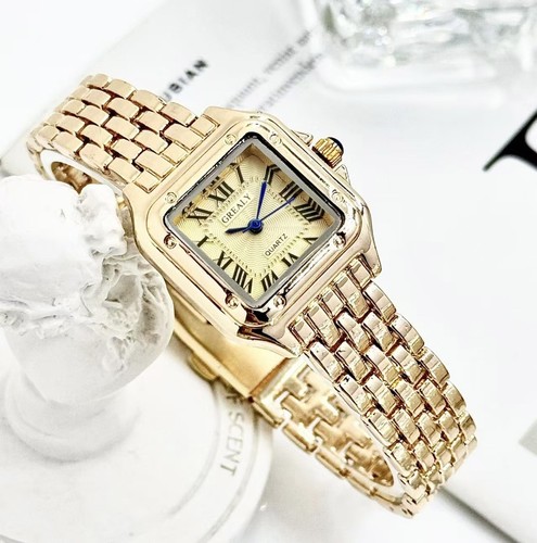 GREALY Women's Watch Luxury Classic Retro Square Waterproof Diamond ...