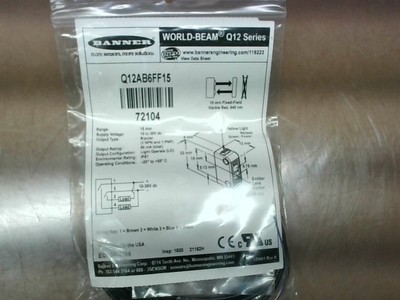 Banner Q12AB6FF15 Fixed Field 15mm 10-30VDC Photoelectric Sensor - New ...