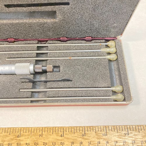 Starrett Depth Micrometer Gage Gauge Set 3" Base 6 Rods #445 w/Case & Wrench USA | eBay