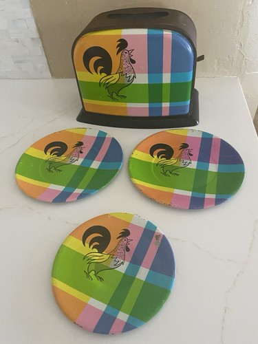 Vintage Rooster Toaster Toy Tin Plaid Farmhouse Chicken Rustic with ...