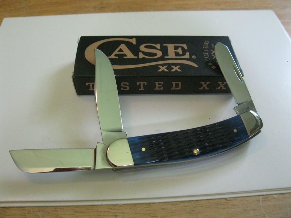 Case XX TONY BOSE SOWBELLY Knife TB6339 SS With Jigged BOSE BLUE Bone ...