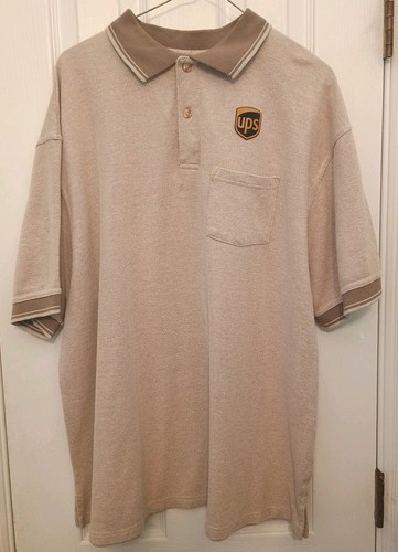 Vintage UPS United Parcel Service Uniform Polo Shirt Mens 2XL Tan Brown ...