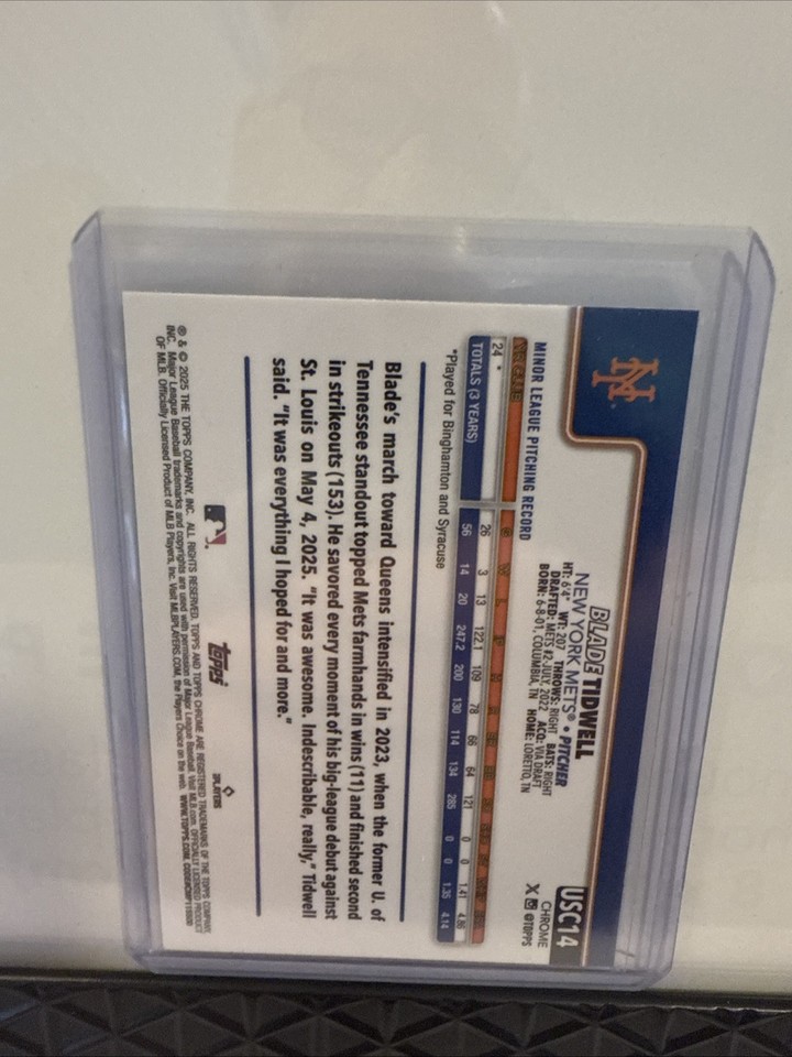 2025 Topps Chrome Blade Tidwell #USC-14 Blue Rainbow Refractor 143/150 ...