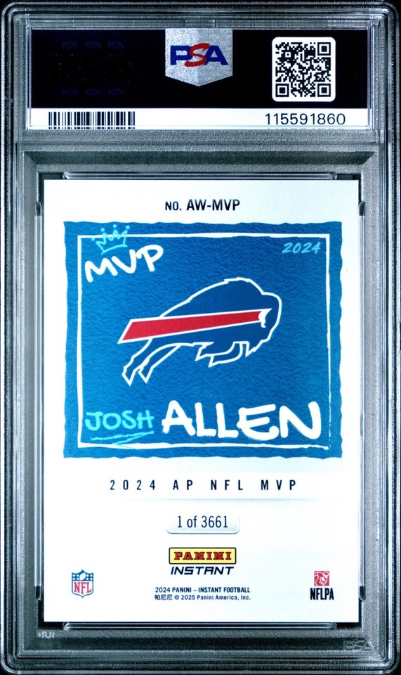 2024 Panini Instant - Award Winners Josh Allen #AW-MVP /3661 - PSA 10 ...