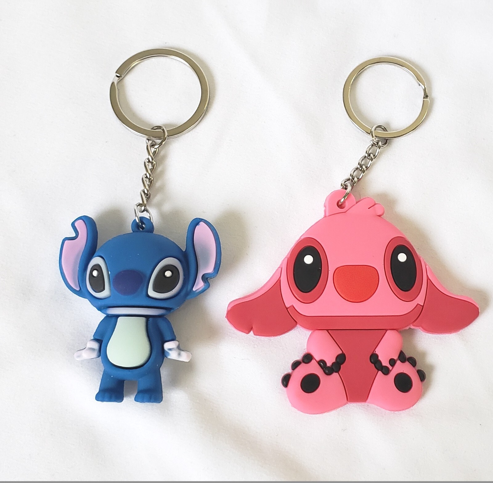 NEW! Disney Lilo And Stitch Rubber Keychains SET OF 2 Blue and Pink ...
