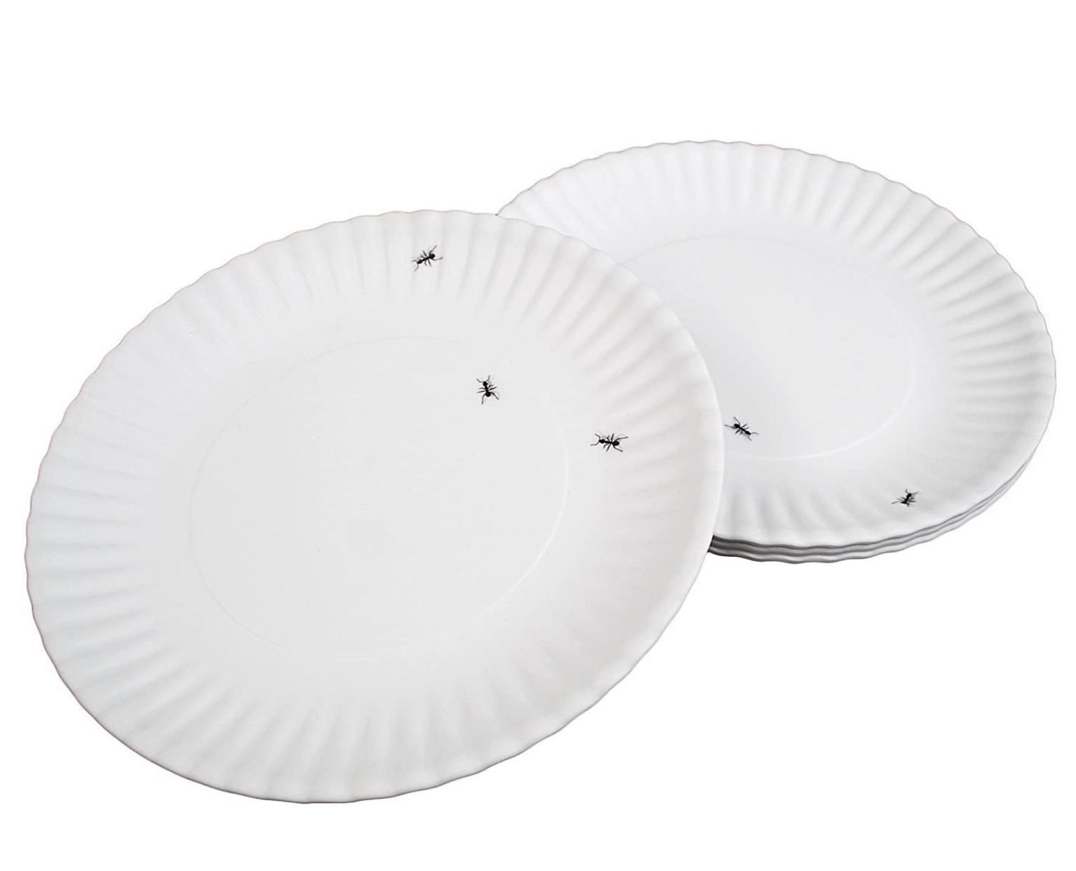 MELAMINE WHITE "PAPER PLATES" with ANTS 6", 7.5", 9", 11", 16" Washable ...