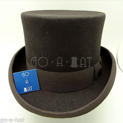 CLASSIC Wool Felt Gentlemen Victorian Top Hat Men Tuxedo | 59cm | Dark ...