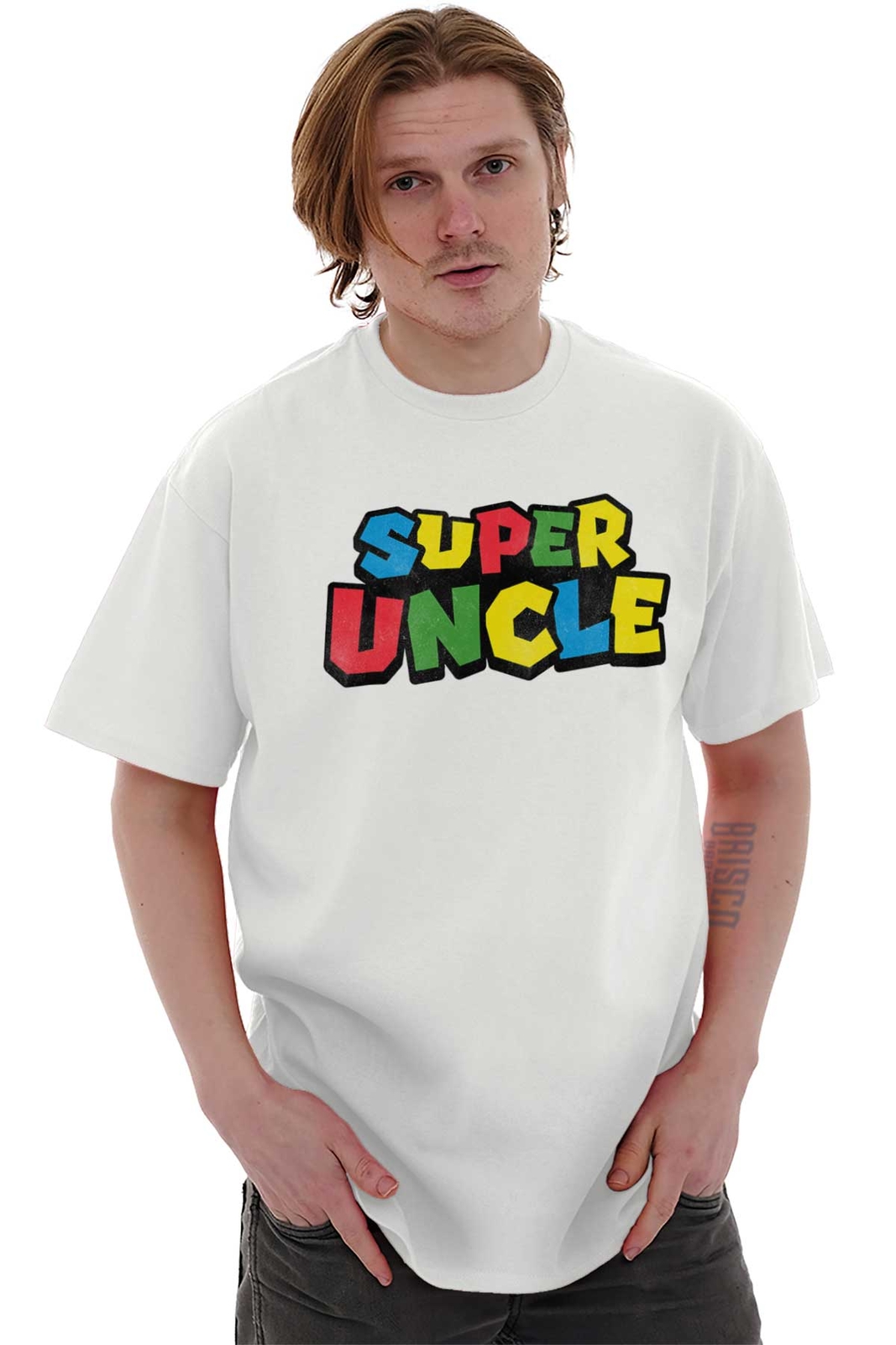Super Uncle Video Gamer Pun Family Humor Mens Casual Crewneck T Shirts ...