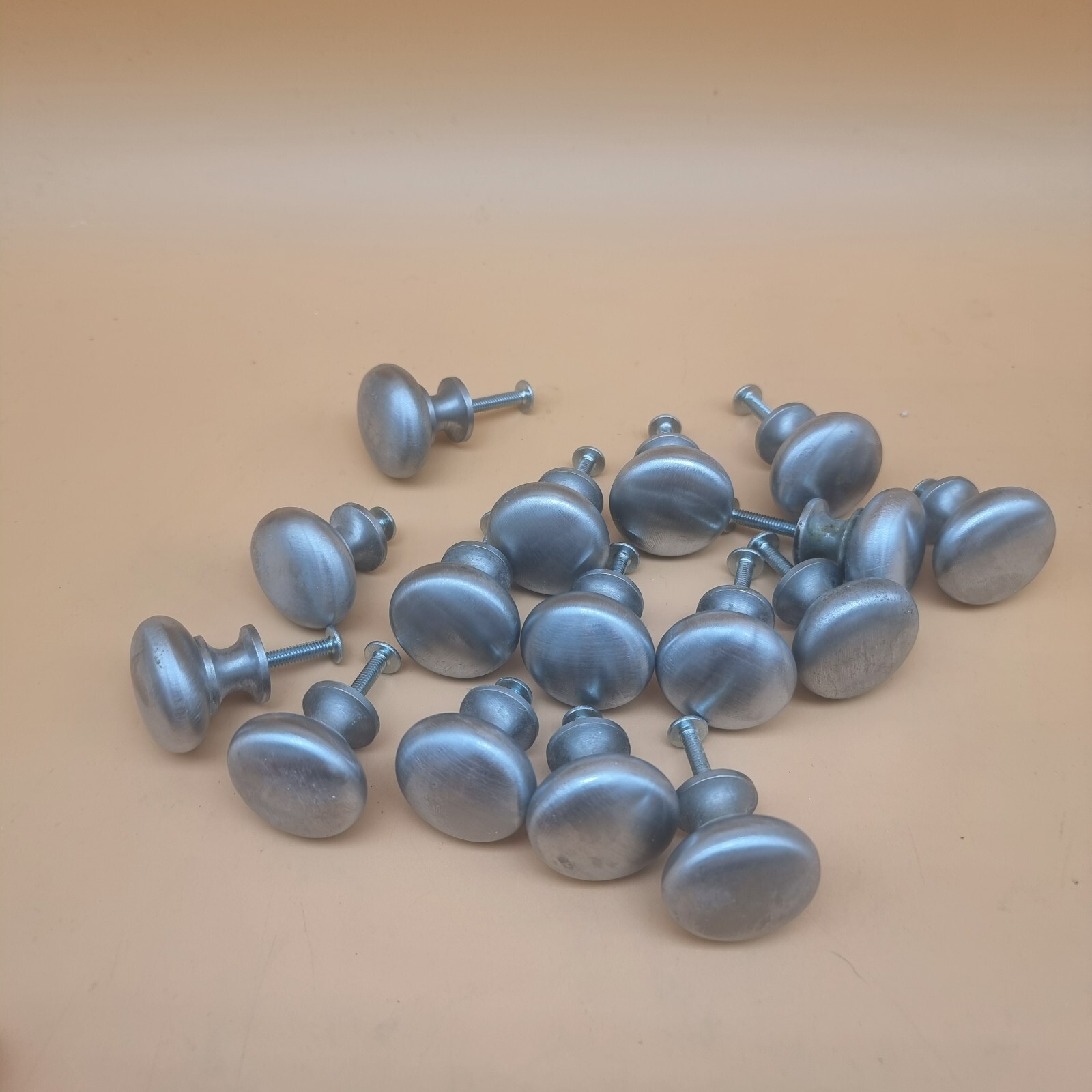 Silver Drawer Knobs Cabinet Pulls Mushroom Shaped Round Metal Set of 16 ...