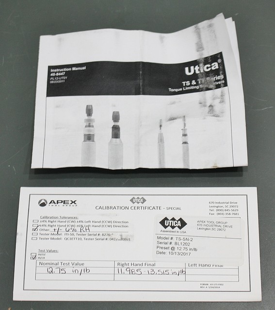 Utica Ts-sn-2 Preset Torque Limiting Screwdriver T20 Torx Bit for sale ...