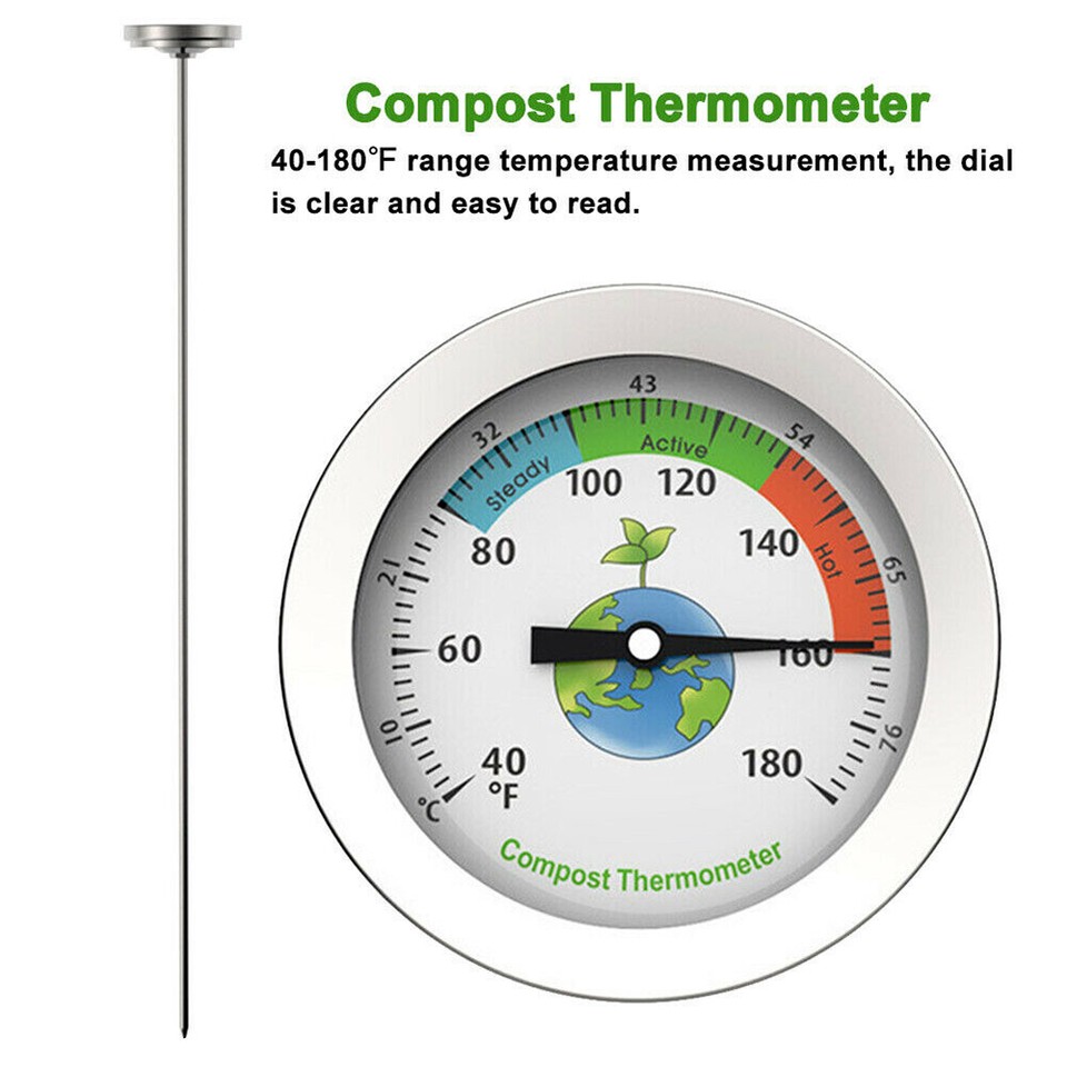 50cm Stainless Steel Compost Soil Thermometer Celsius Measuring 40-180 ...