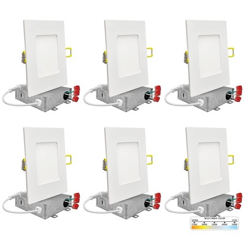 4 Inch Square Wafer LED Recessed Lights, 5 CCT Selectable 2700K/3000K ...