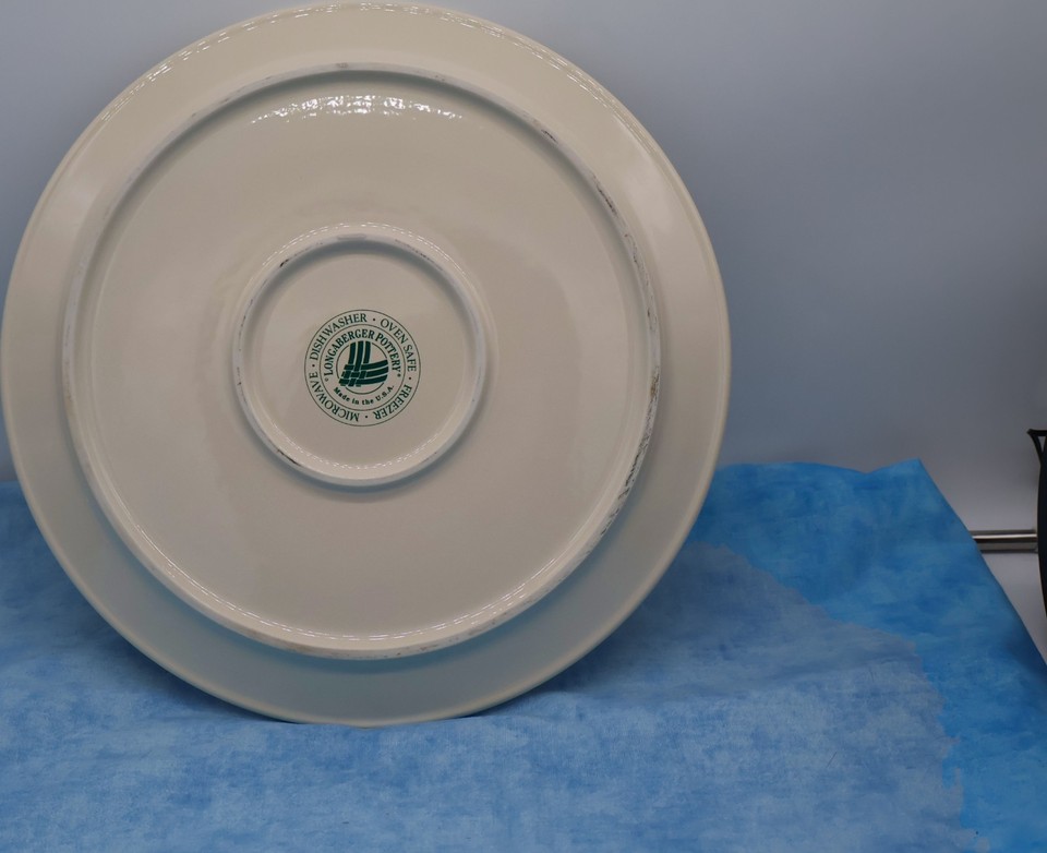 Longaberger Pottery Traditions Green Round Serving Platter – 14.5” USA ...