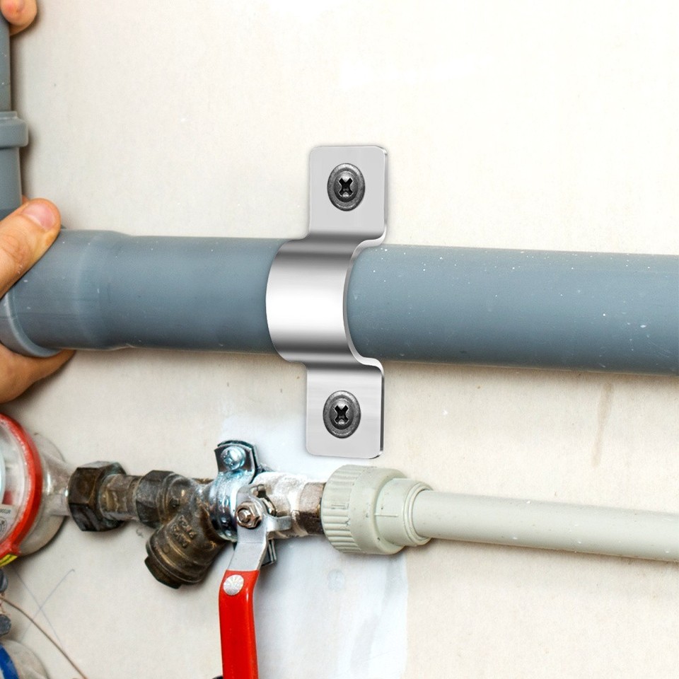 10 Pcs Stainless Steel Pipe Clamp Wall Clamps Positioning Line Bracket ...