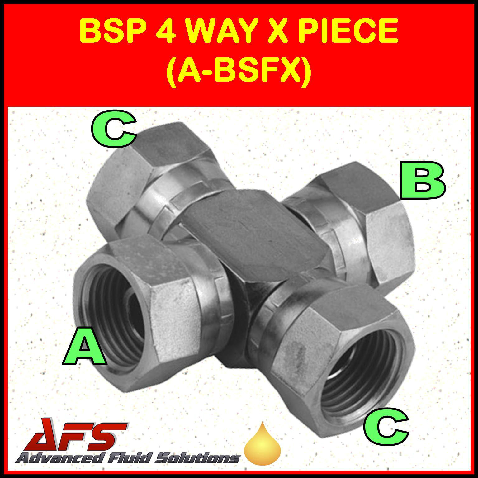 Hydraulic Steel 3-Way BSP T Piece Fitting CHOICE OF CONFIG. & Cross Hyd ...