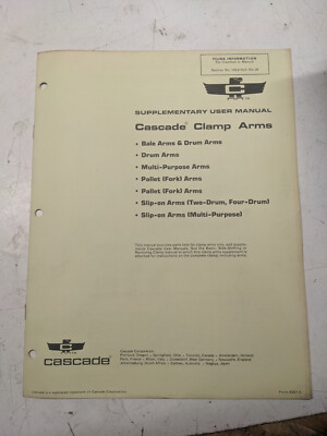 CASCADE SUPPLEMENTARY USER MANUAL CLAMP ARMS PARTS LIST 5001 A | eBay