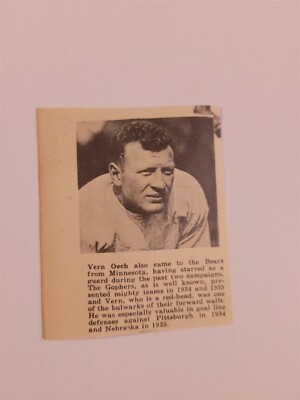 Vern Oech Chicago Bears 1936 Football Player Panel | eBay
