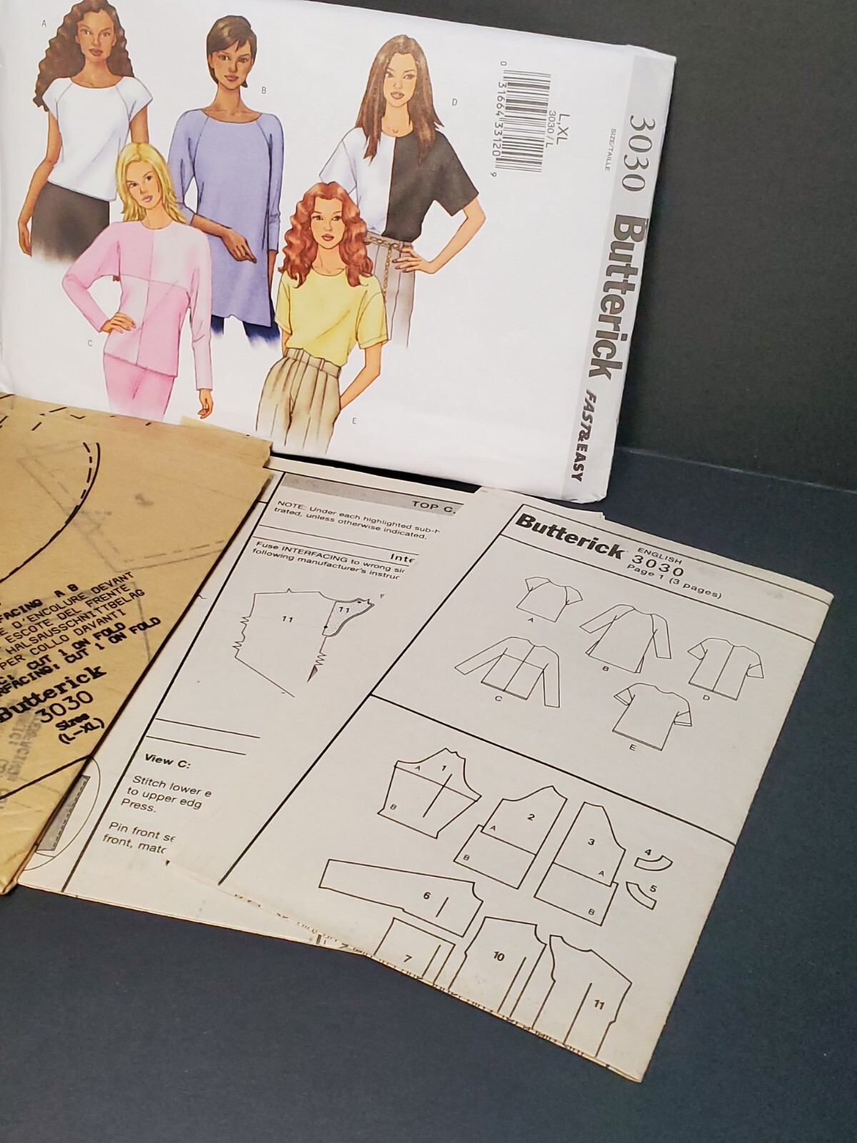 Butterick 3030 Ladies Sewing Pattern Loose Fit Top Size Xs-m Uncut ...