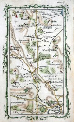 HUNTINGDON STILTON ROAD MAP BY ARMSTRONG c1776 GENUINE ANTIQUE ...