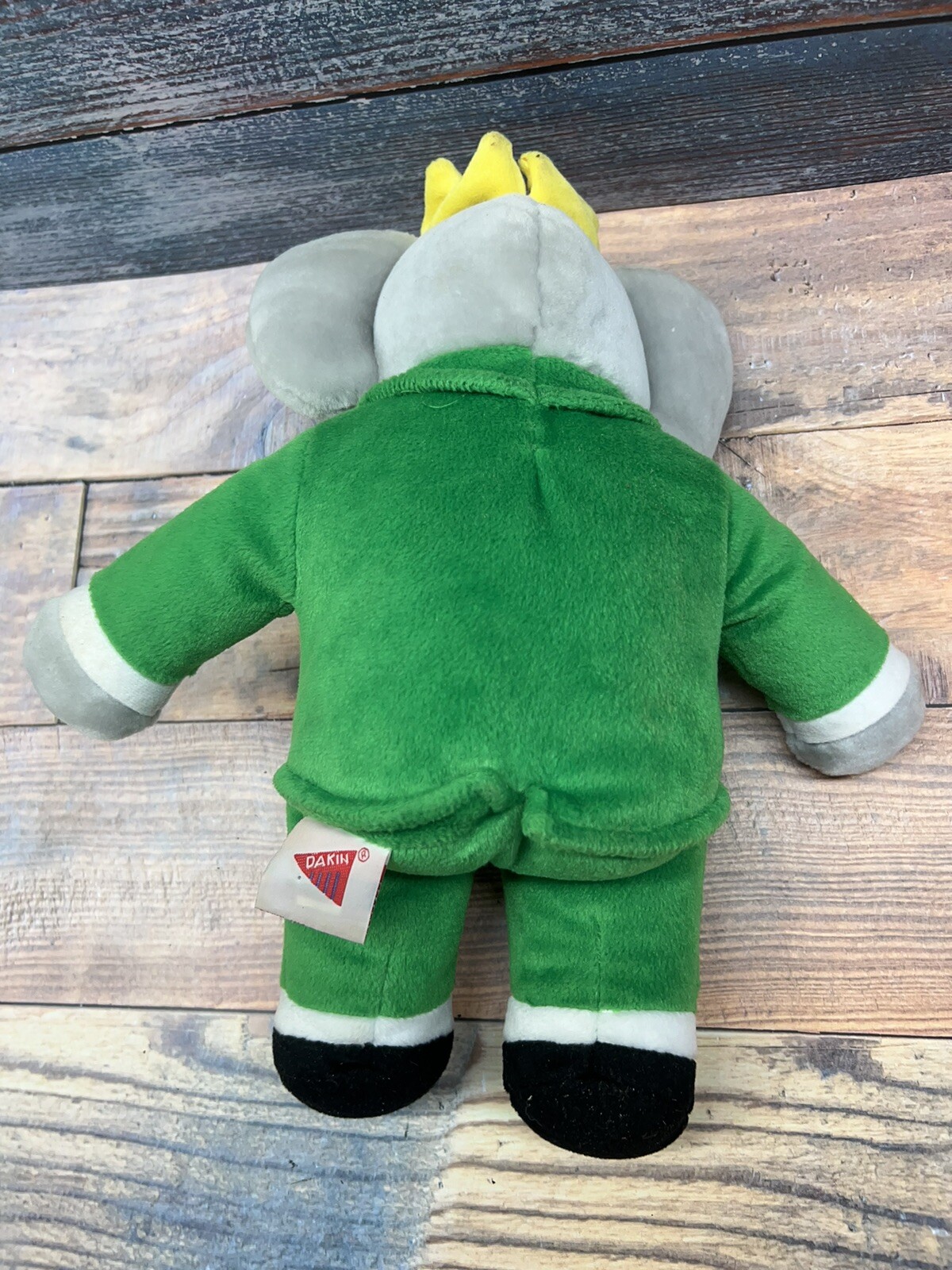 Vintage Babar Elephant Plush Puppet Dakin Yellow Crown Green Body Red ...
