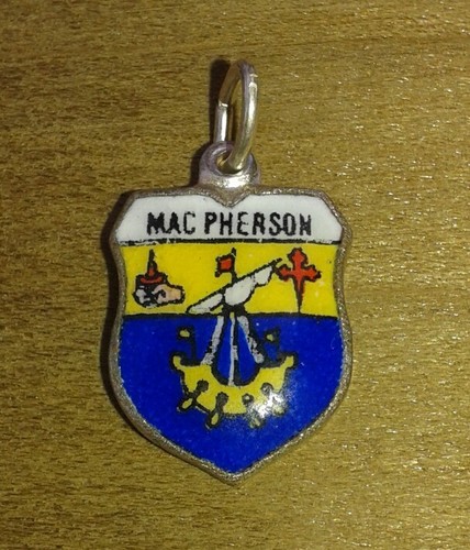 MacPherson Mac Pherson Coat of Arms / Family Crest Silver Plated Enamel ...