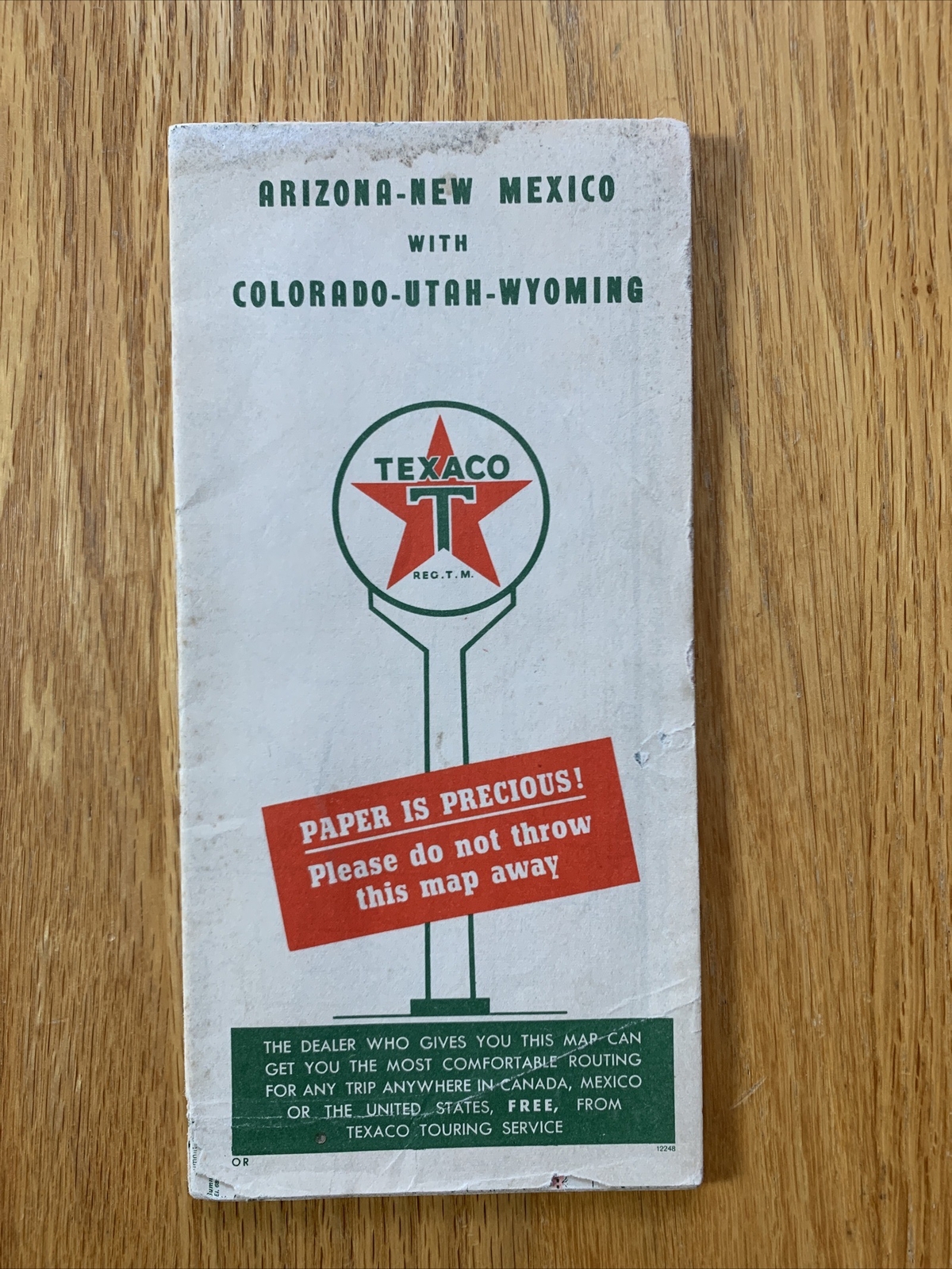 Texaco Map Arizona New Mexico Colorado Utah Wyoming 1948 Gas and Oil ...