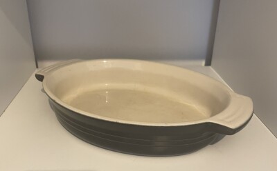 Le Creuset Grey/Black Oval Stoneware Baking Roasting Oven Dish 11 inch ...