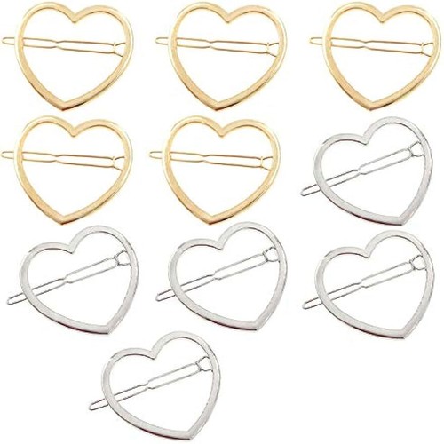 10Pcs Hollow Smooth Love Heart Hair Pins Clip Side Clamp Hairpin for ...