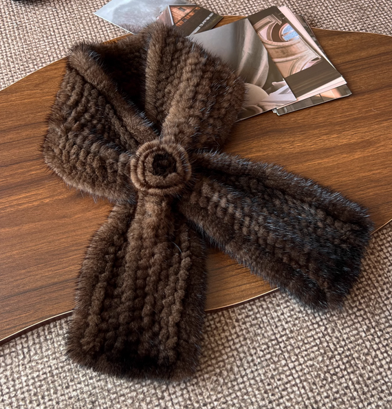 Women's Real Mink Fur Scarf Knitted Scarves Collar Wrap Stole Neck Warm ...