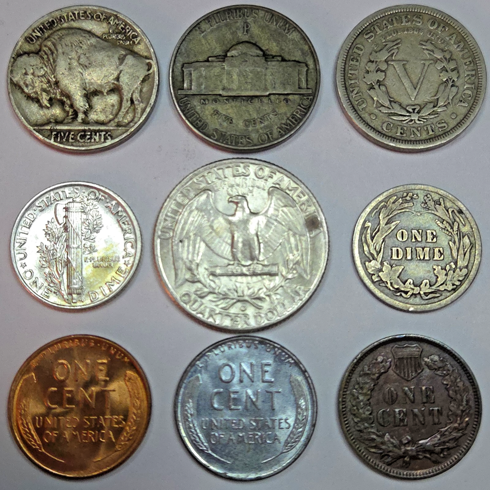 Old Obsolete US Coin Collection With 4 Silver & Uncirculated 9 Coin Set ...