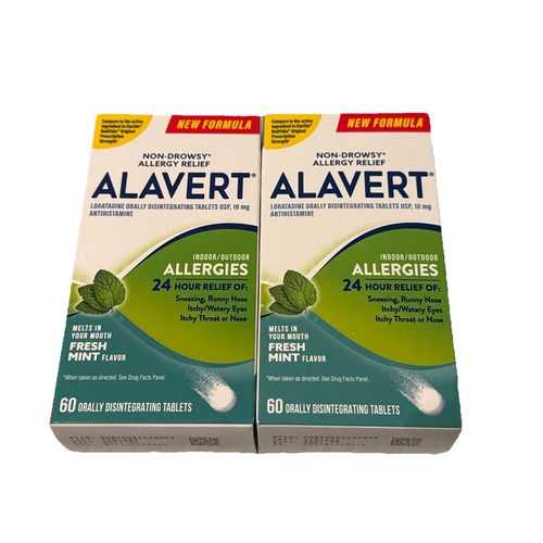 2 Pack Alavert 24 Hour Allergy Relief, Orally Disintegrating Tablets ...