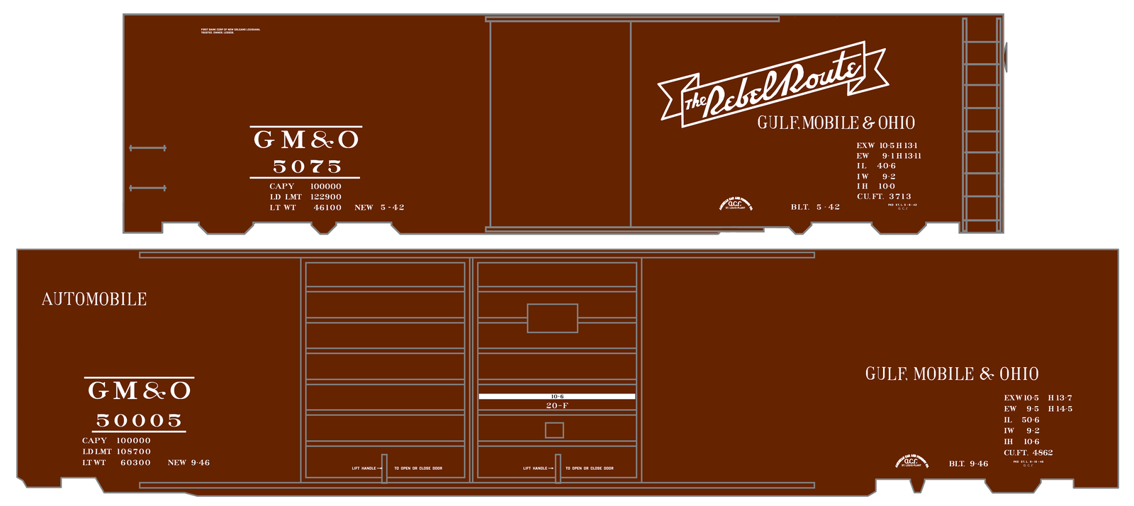 K4 O Scale Decals Gulf Mobile and Ohio GM&O 40 / 50 Ft Boxcar White ...