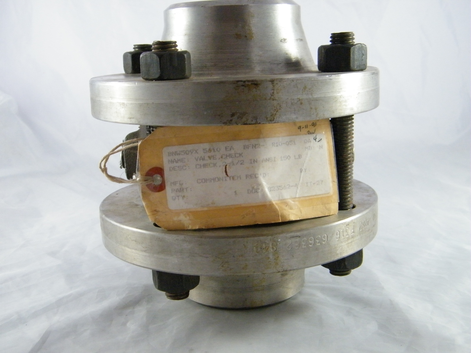 DANIEL CHEXTER 2.5" S/S CHECK VALVE W/ FLANGES STUDS AND NUTS PART ...