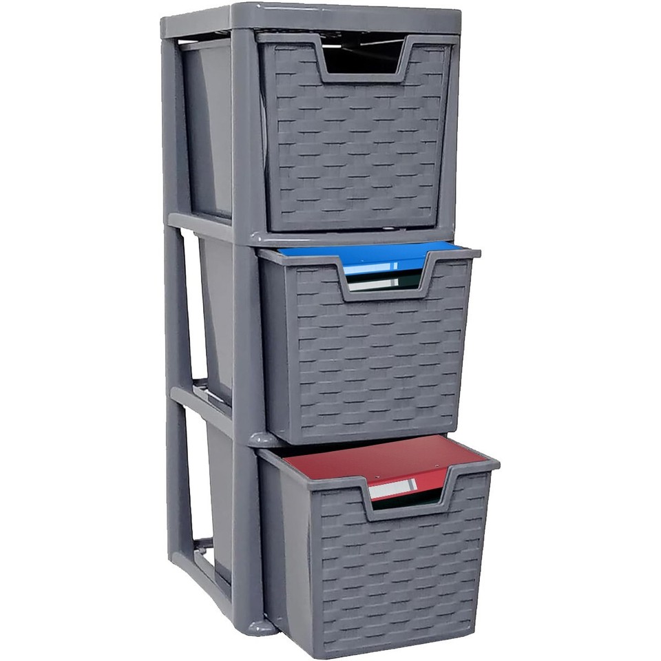 3 Tier Storage Unit Small Drawers Chest Tower Plastic A5 Size Desktop ...