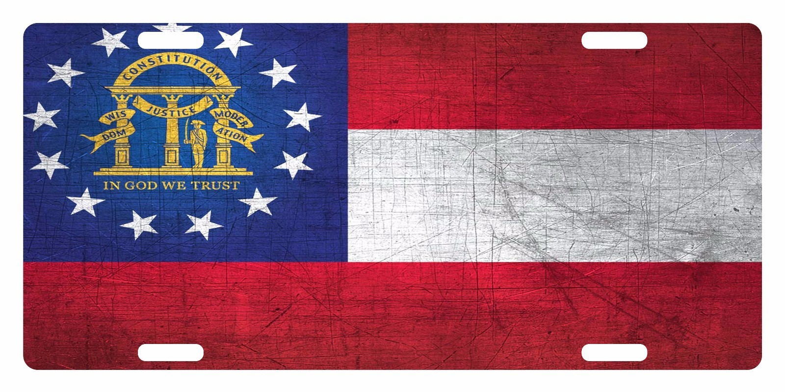 GEORGIA STATE Flag Custom License Plate National Emblem METAL Version ...