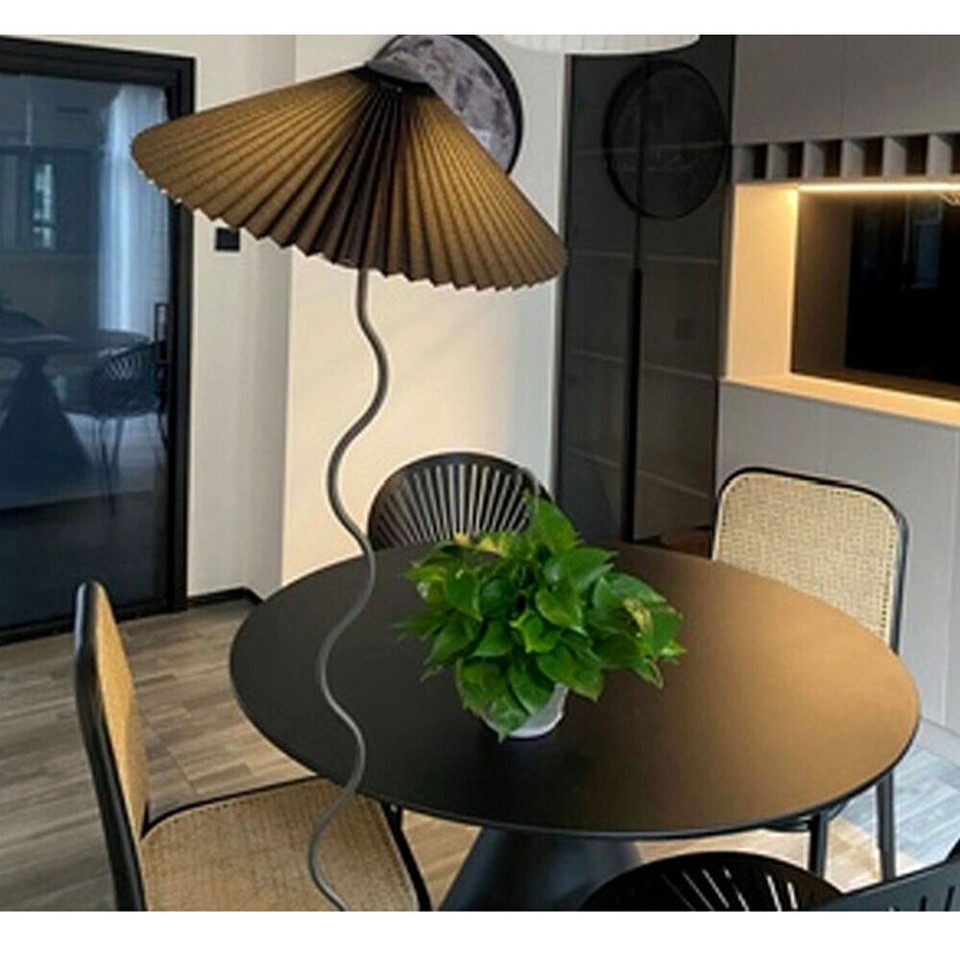 Floor Lamp Iron Wavy line Stands fabric Accordion Pleats Living ...