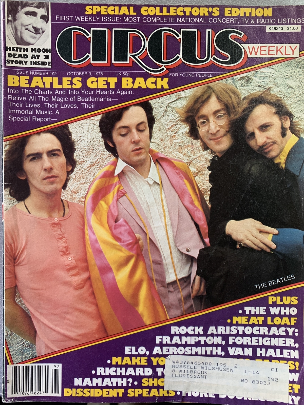 circus magazine 1978 Oct.3 Beatles Cover Steven Tyler Poster | eBay