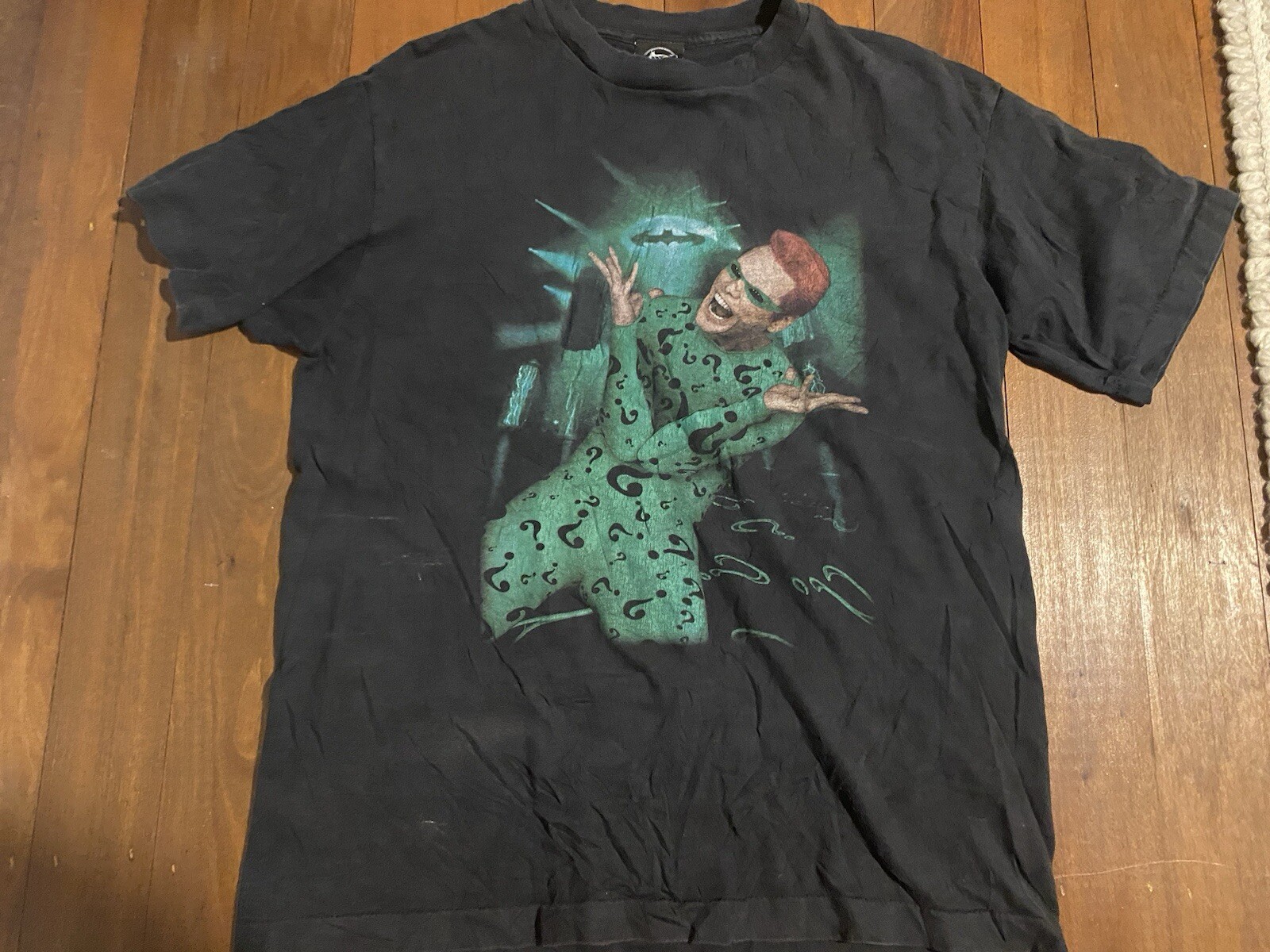 VINTAGE 1995 JIM CAREY RIDDLER BATMAN FOREVER BLACK T… - Gem