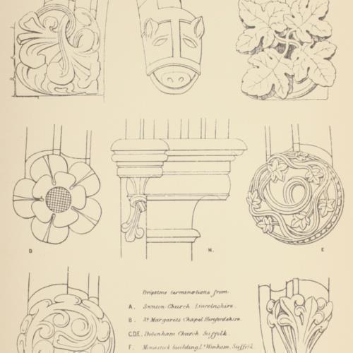 1903 ARCHITECTURE PRINT Gothic Medieval CHURCH DRIPSTONE TERMINATIONS ...