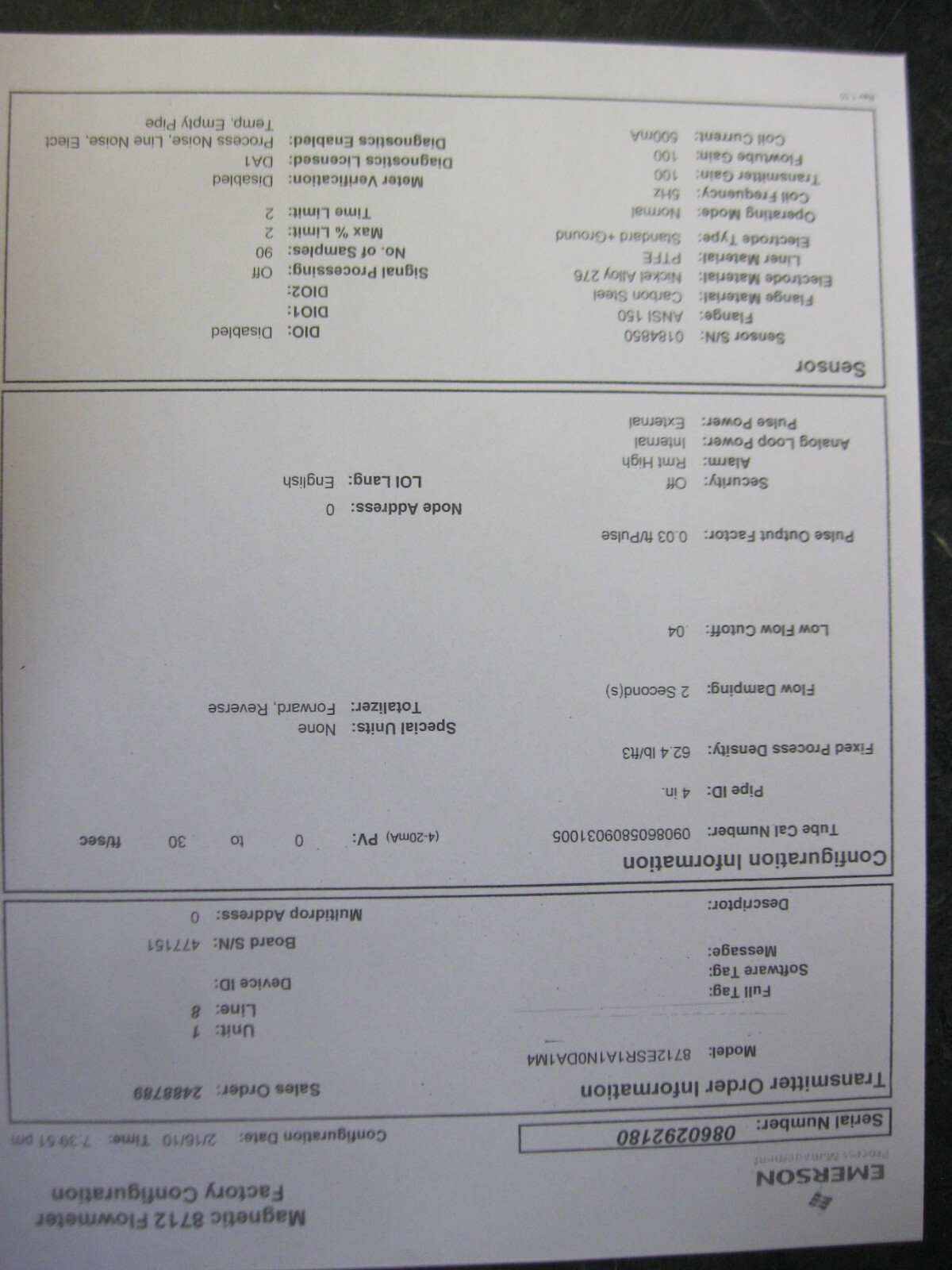 EMERSON ROSEMOUNT 8712ESR1A1N0DA1M4 REMOTE MAGNETIC FLOWMETER 90-250V ...