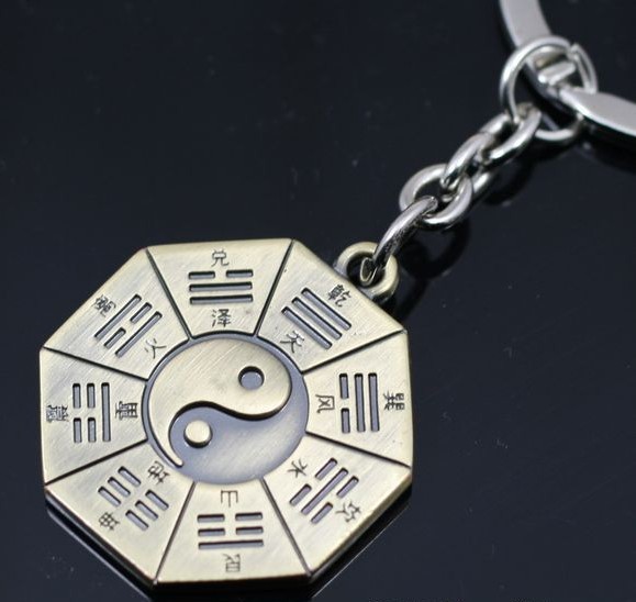 Taoism Amulet Tai Chi & Ba Gua Eight Trigrams Mental Key chain ring Dao ...