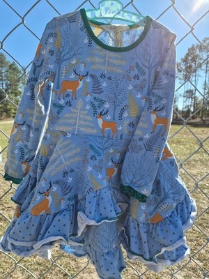 Matilda Jane Deer Toddler 2T Neck Of The Woods Long Sleeve Dress Blue ...